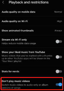 How to Stop Playing Music Videos on YouTube Music?