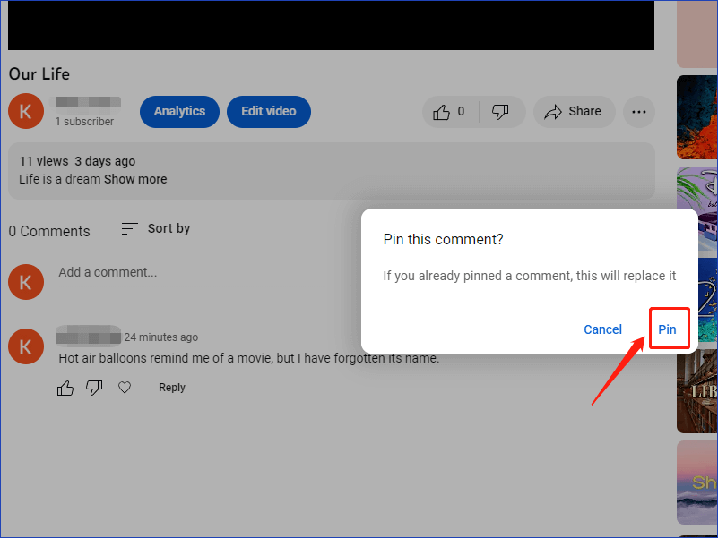 How to Pin a Comment on YouTube on Windows/iPhone Easily