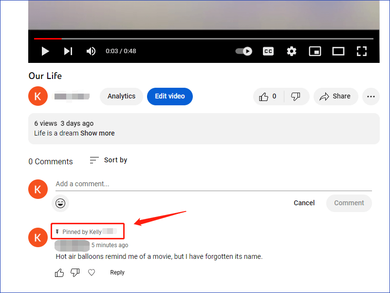 How to Pin a Comment on YouTube on Windows/iPhone Easily